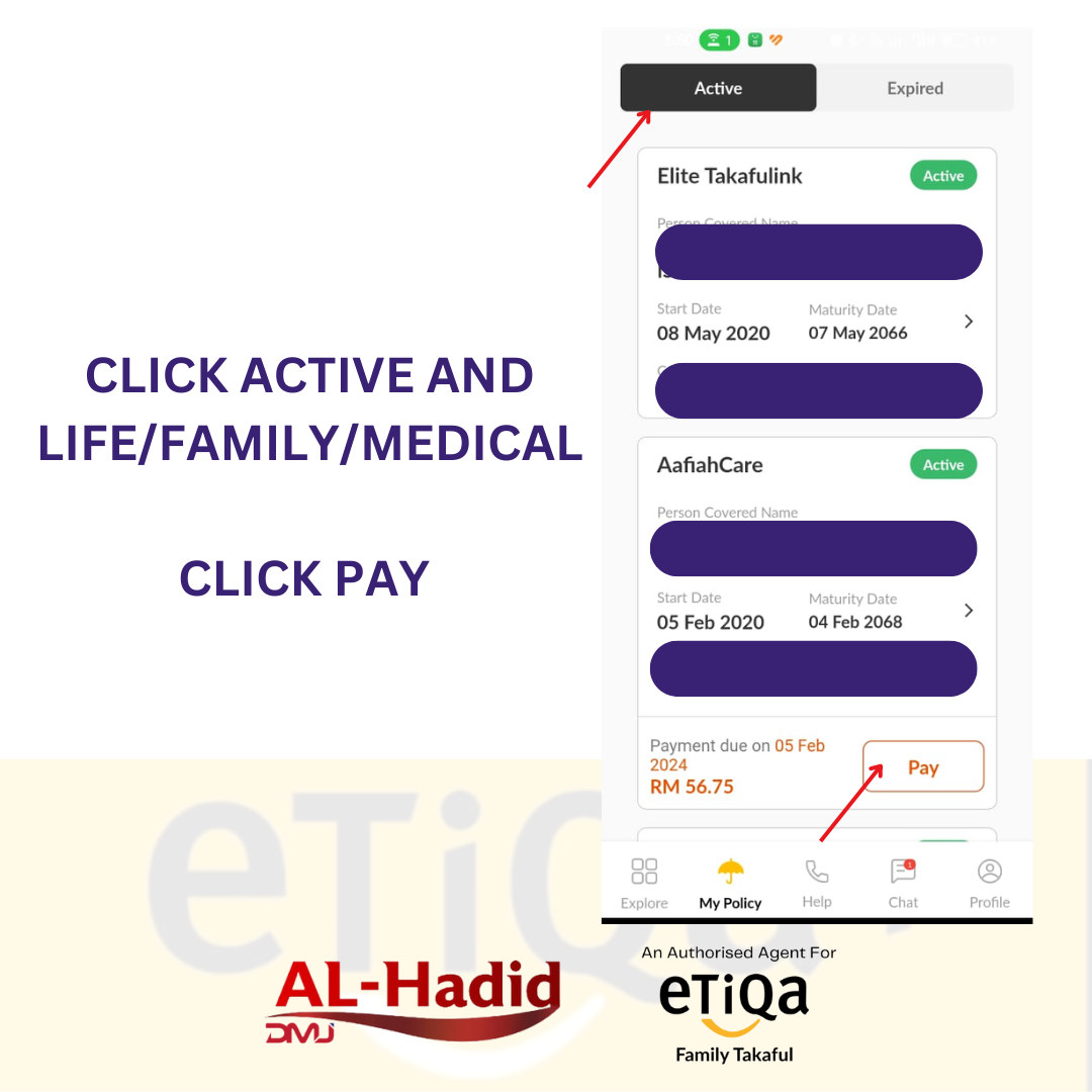 Bayaran melalui ETIQA+ Apps dan Jompay All Bank Online untuk policy ...